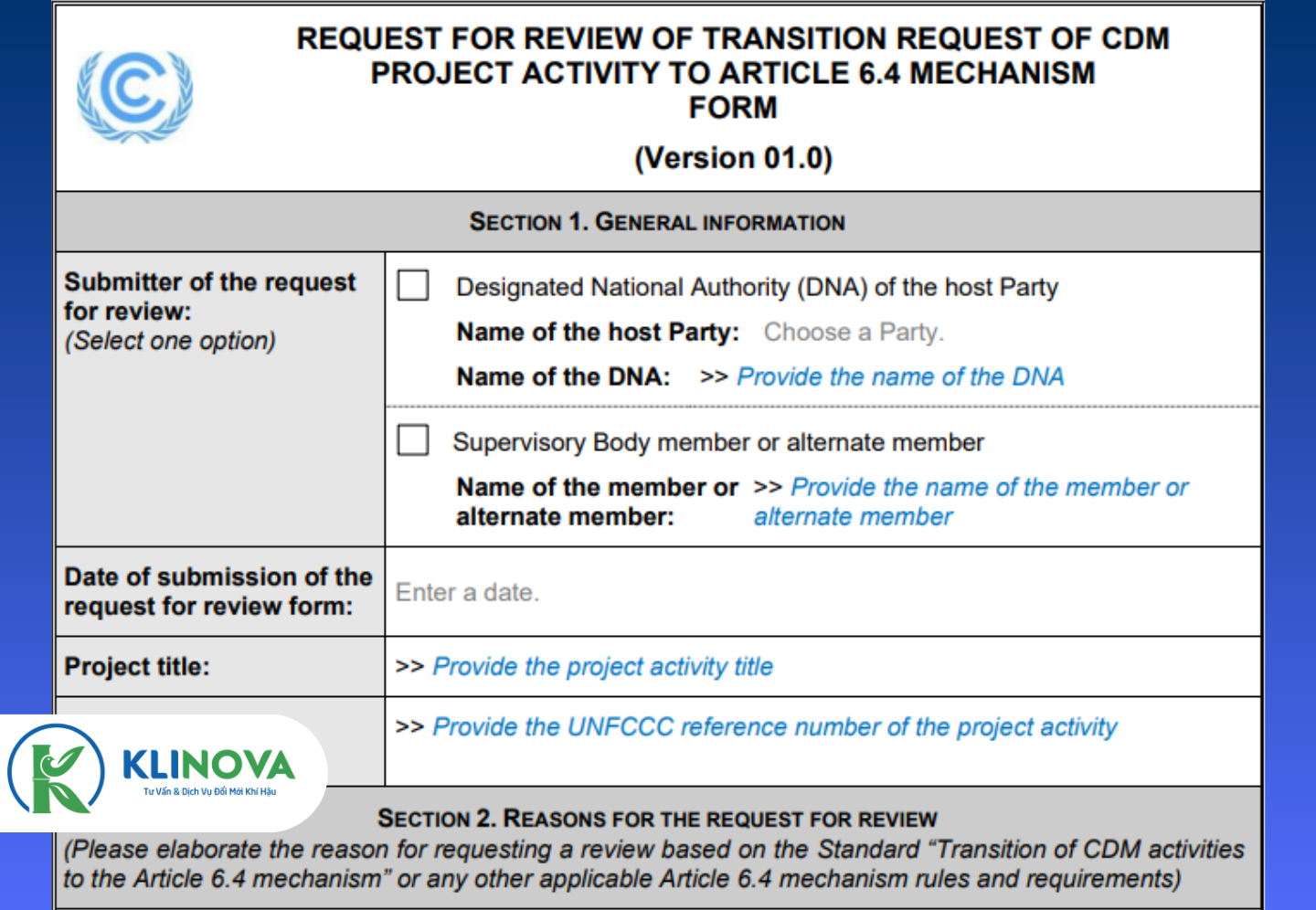 RELEASED NEW FORMS FOR TRANSITION REQUESTS FROM CDM AND METHODOLOGIES ...